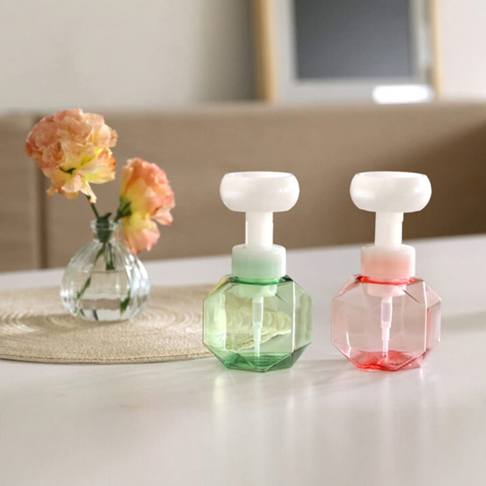 hwojjha Foaming Soap Dispenser,300ml (10oz) Flower Foaming Bottle Empty Foam Liquid Hand Soap Containers BPA Free Plastic Press Bottles for Kitchen and Bathroom (Foaming Soap Only) (Blue)