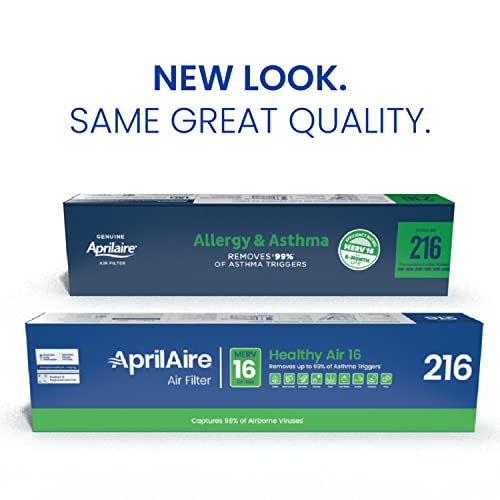 AprilAire 216 Replacement Filter for AprilAire Whole House Air Purifiers - MERV 16, Allergy, Asthma, & Virus, 20x25x4 Air Filter (Pack of 1)
