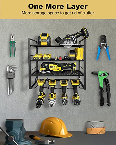 HAVEDAWN 4 Layers Power Tool Organizer, Larger Capacity, Tool Organizers and Storage, Drill Holder Wall Mount, Tool Storage Rack for Garage Pegboard, Cordless Drill Charging Station,Father's Day Gifts