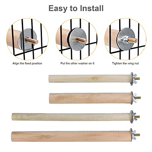 3PCS Bird Wood Perch Stick Stand Beak Paw Grinding Chew cage Accessories for Parrot Parakeet Cockatiel Lovebird Conure Cockatoo