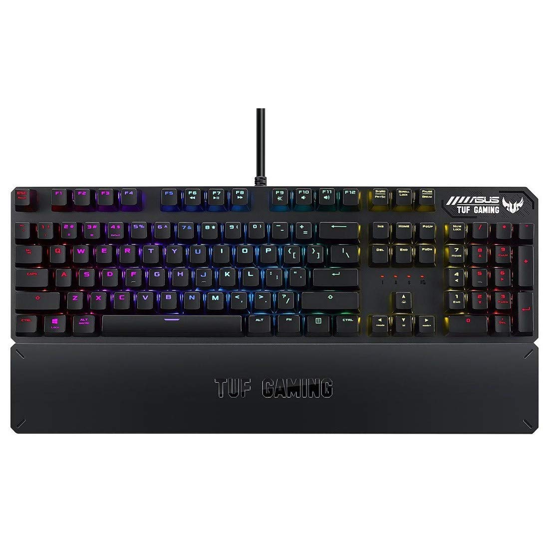 ASUS Mechanical PC Gaming Keyboard for PC - TUF K3 | Programmable Onboard Memory | Dedicated Media Controls, Aura Sync RGB Lighting | Detachable Magnetic Wrist Rest | Highly Durable | Black (Renewed)