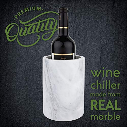 Homeries Marble Wine Chiller Bucket - Wine & Champagne Cooler for Parties, Dinner β Keep Wine & Beverages Cold β Holds Any 750ml Bottle - Ideal Gift for Wine Enthusiasts