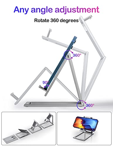 Adjustable Cell Phone Stand,Desk Phone Holder,Cradle,Dock,Aluminum Foldable Cell Phone Stand for Desk,iPhone Stand Holder for iPhone 14,Plus,Pro,Pro Max,13,12,All Android Smartphone Office Accessories
