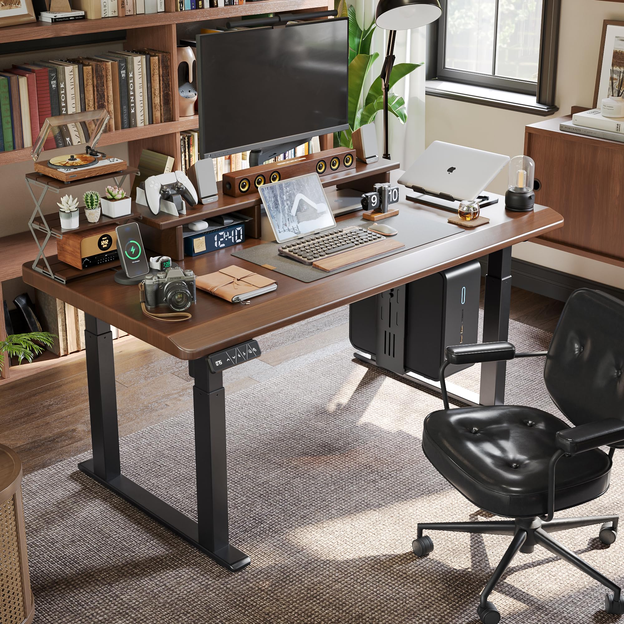 4-Leg Standing Desk Frame Dual Motor, Electric Adjustable Legs Compatible Desktop Size 39″-79″, 264 lbs Weight Capacity, Anti-collision Detection Stand Up Desk Frame Workstation, Black Frame Only
