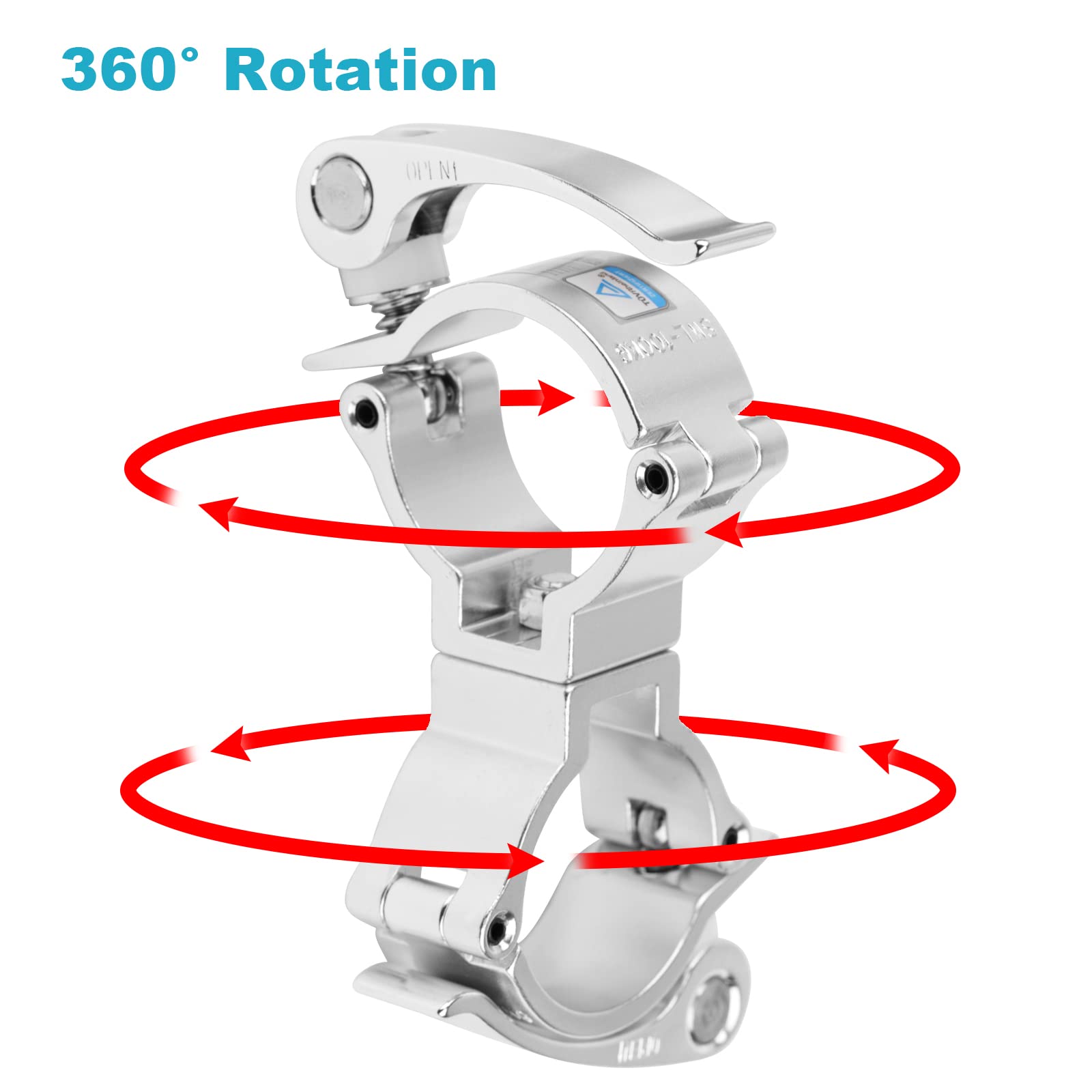 2 inch Dual Swivel Clamp Truss Coupler DJ Light Mount Hook 360 Degree Stage Lighting Clamps Aluminum Alloy 220 LBs Swivel Jointed Wrap Around Clamp for Moving Head Par Light Spotlight (4 Pack)