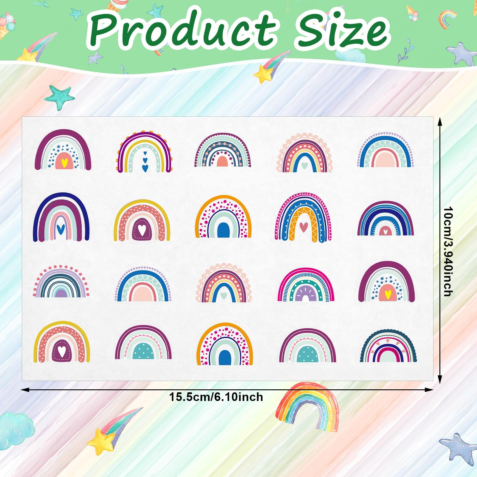 AOLDHYY Boho Rainbow Stickers Teac