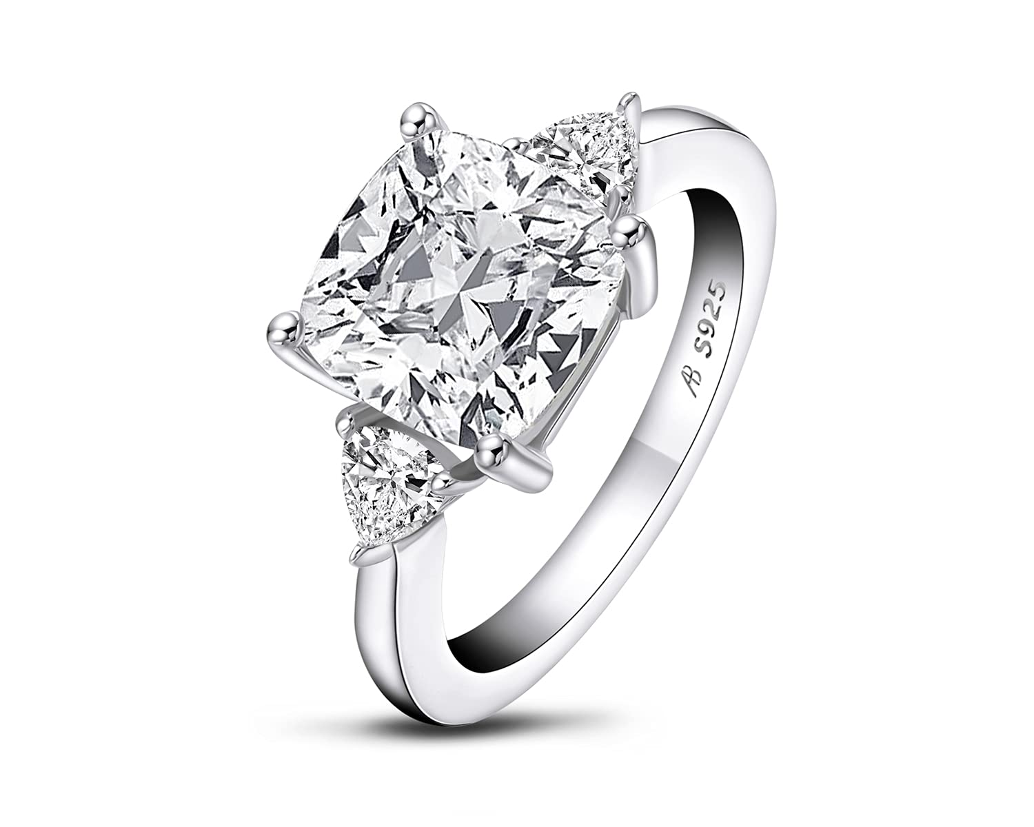 AINUOSHI Engagement Rings for Women 5.5ct Cushion Cut Cubic Zirconia CZ 925 Sterling Silver Wedding Rings Christmas Gifts for Women Anniversary Valentines Day Gifts for Her (7)