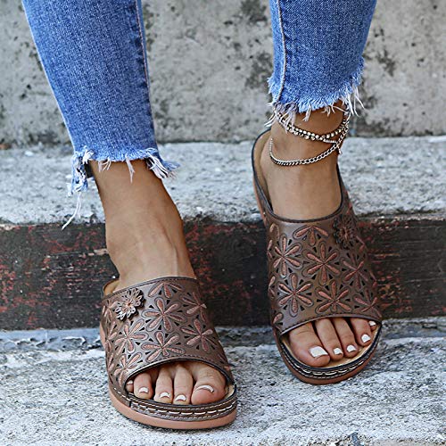 justHIGH Women's Open Toe Classic Roman Style Sandals Stretch Flatform Slide Sandal