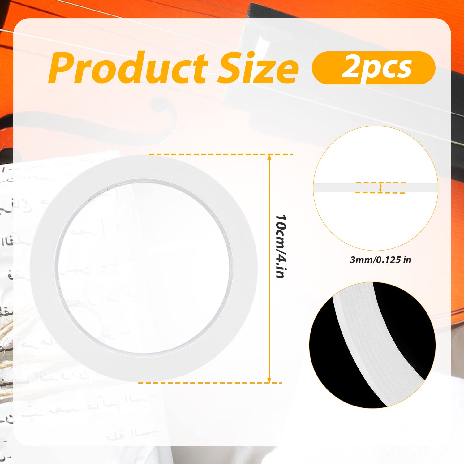 2 Rolls Violin Fingering Tape for Fretboard, 216 ft/66m Orchestral Instrument Fingering Tape Fingerboard Tape Note Positions Violin Accessories for Beginners Cello Guitar (White)