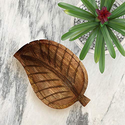 S.B.ARTS Wooden Handcraved Tray-Tray for Tea Coffee Cups-Dining Table Decor Accessories-Vanity Organizer-Home Decor- Kitchen Countertops Living Room-Ideal Gifts for Loved Ones- Brown