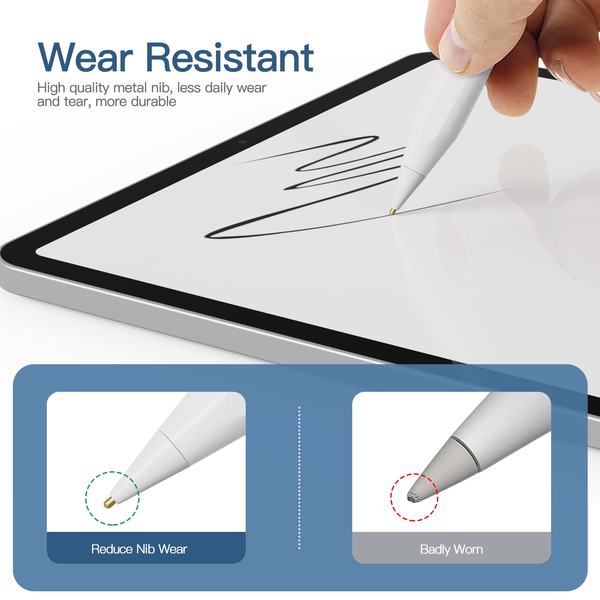 4 Pack Compatible with Apple Pencil Tips,Never Wear Design
