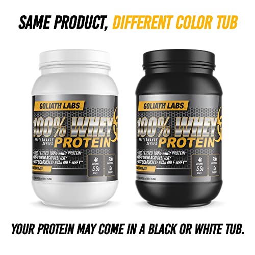Goliath Labs 100% Whey Protein Powder Isolate/Blend | Fast-Absorbing Workout Supplements for Men and Women | 25g of Pure Protein and 5.5g of BCAAs | 5 lbs, 68 Servings (5 LB, Peanut Butter Chocolate)