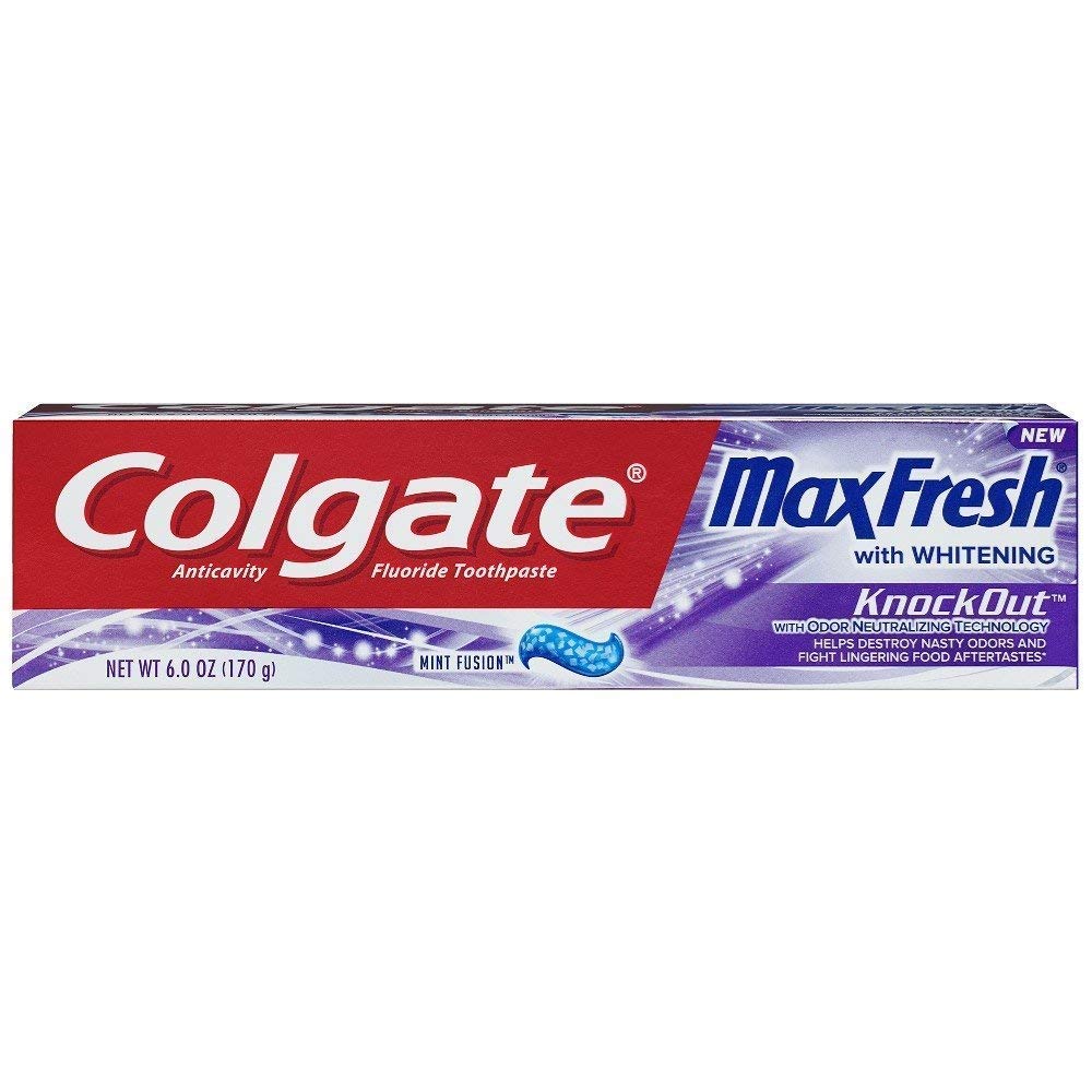 Colgate Max Fresh Toothpaste - KnockOut - With Odor Neutralizing Technology - Net Wt. 6 OZ (170 g) Per Tube - Pack of 6 Tubes