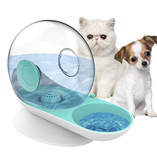 HappyCat Small Pets Water Dispenser Dogs Cats Gravity Waterer Feeder Bowl Automatic Water Drinking Fountain for Small or Medium Size Dogs Cats (Green Snail)