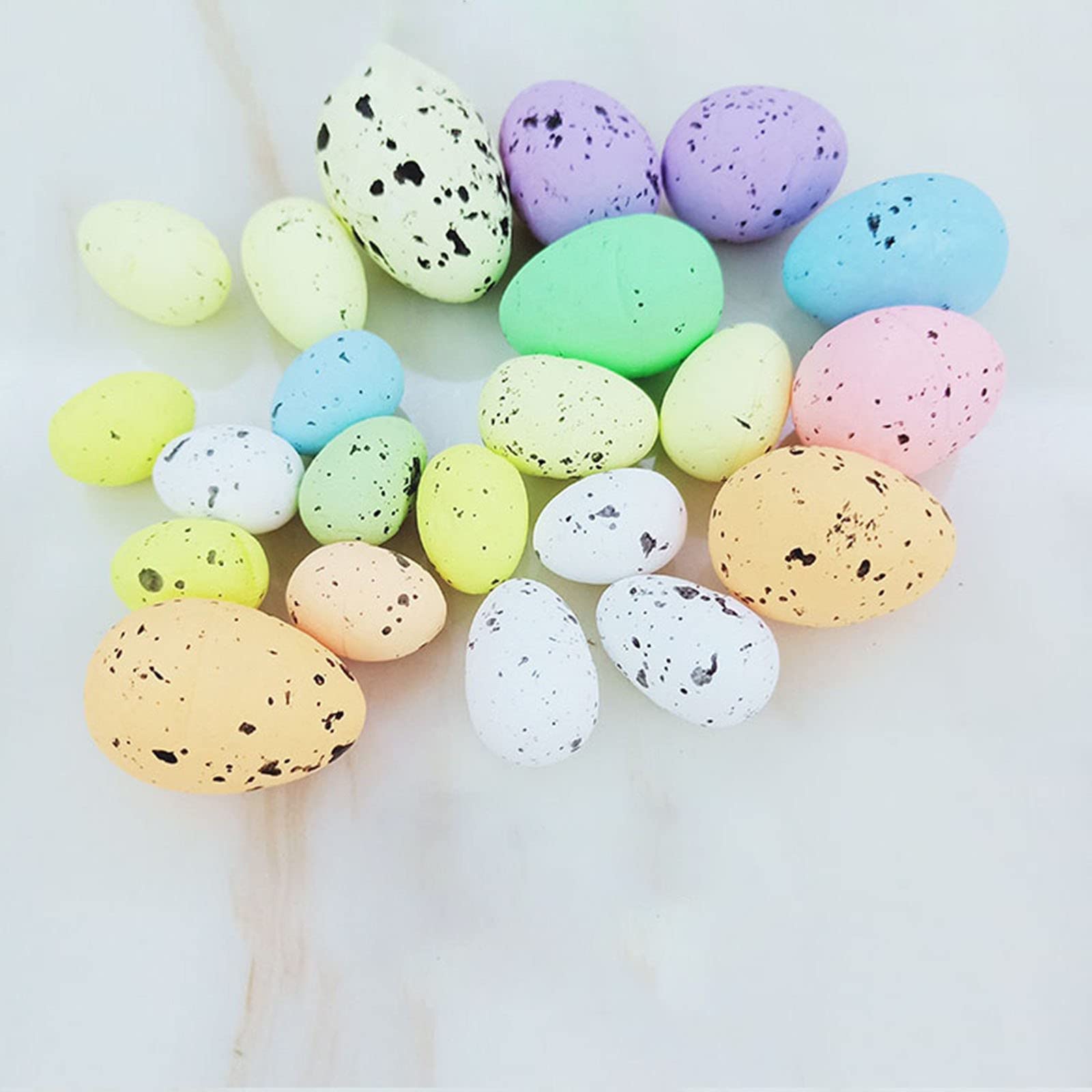 20pcs Easter Eggs Speckled Eggs Decorations Pastel Speckled Eggs Decorative Easter Eggs for Farmhouse Easter Spring Party Favors Basket Fillers Seasonal Table Setting Gnome (Yellow, One Size)
