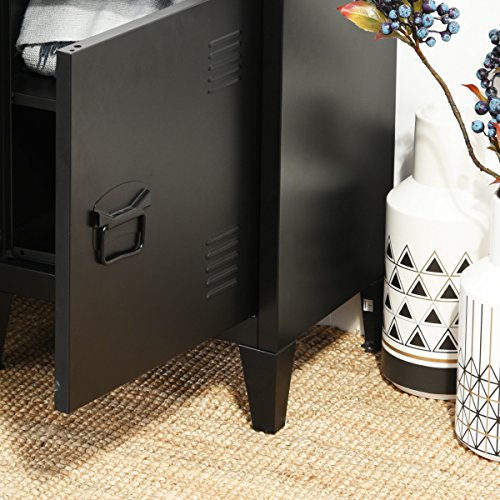 Homy Casa Inc Graves Solo Storage Lockers, Metal Black Nightstand, Metal Cabinet-Black