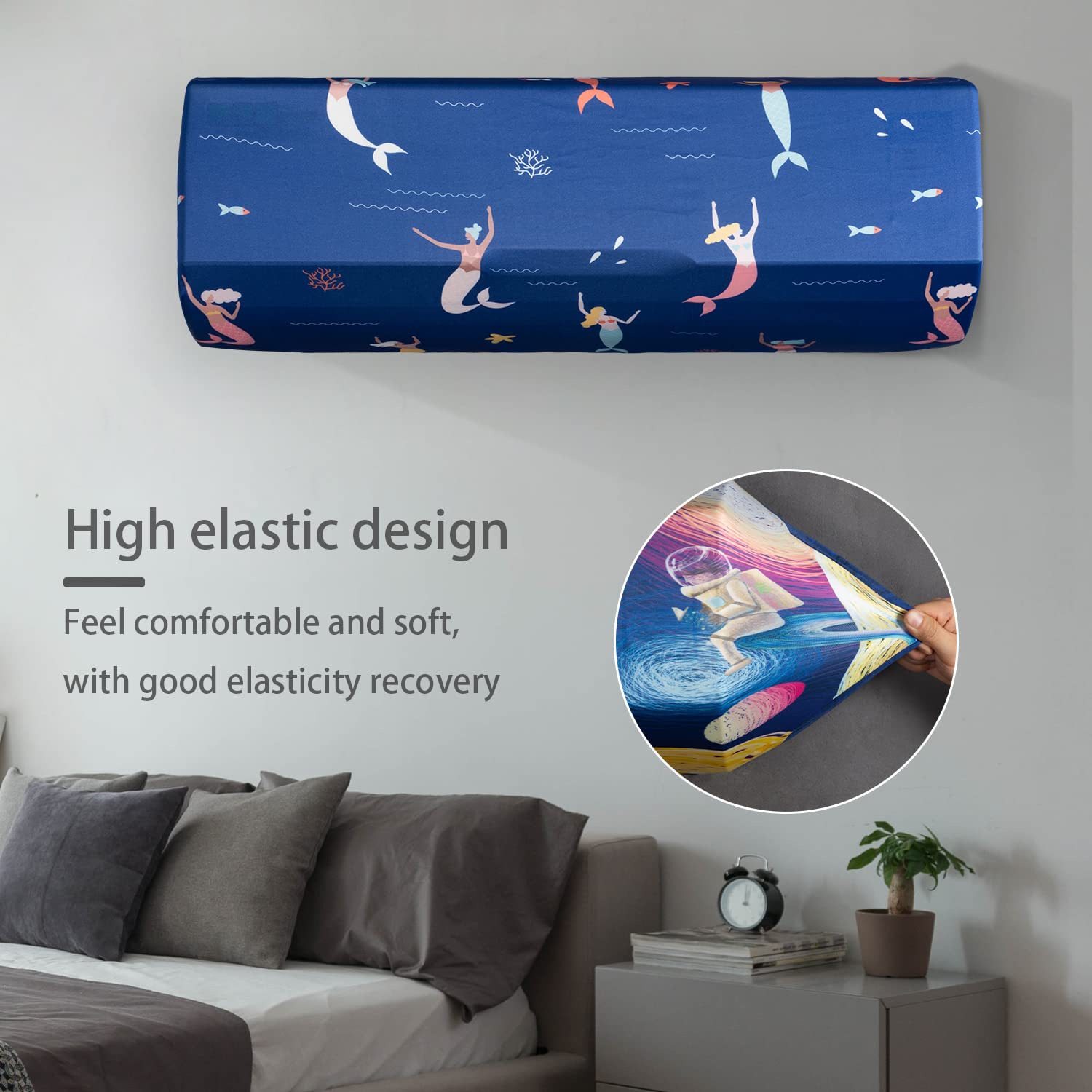 Air Conditioner Cover, Air Conditioner Indoor Unit Cover, Air Conditioner Indoor Unit Dust Cover, Decorative Cover with Elastic for All Air Conditioner Indoor Units (MRU)