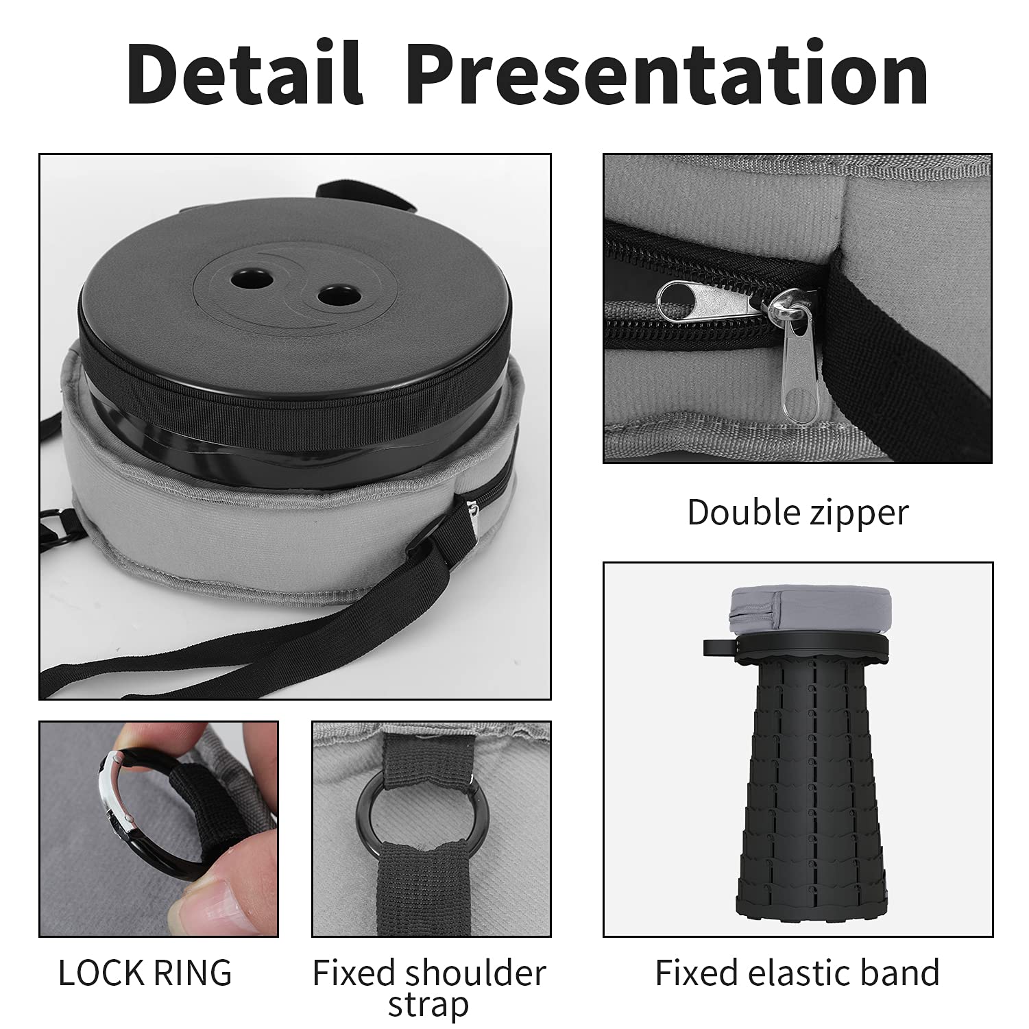 2022 Upgraded Portable Folding Stool with Backpack pad, Retractable Collapsible Telescopic Camping Seat for Adults, Small Lightweight Sturdy Adjustable Stools for Travel,Kitchen,Garden,Fishing