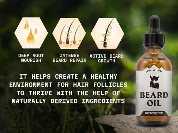 Striking Viking Beard Oil Conditioner, Unscented for Men (Large 2 oz) - All-Natural Argan & Jojoba Formula - Softens, Smooths & Strengthens Beard Growth