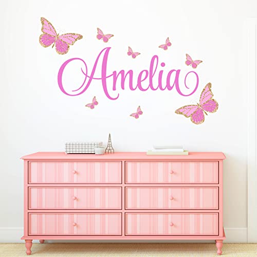 Butterfly Wall Decals - Custom Name Wall Decal β Baby Girl Wall Decor - Personalized Name Wall Decals for Girls β Kids Bedroom Nursery Decor - Butterflies Sticker