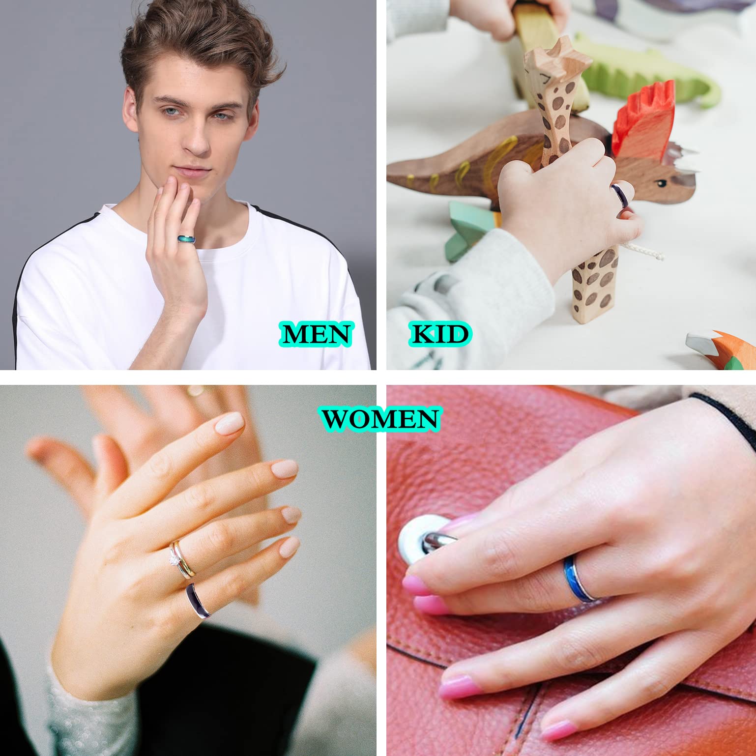 2 Pcs Mood Rings for Kids Men Women With Color Mood Chart Stainless Steel Band Mood Jewelry Size 8 & 9