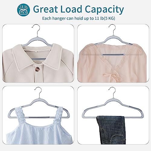 ABHENG 30 Pack Clothes Hangers, Non Slip Plastic Coat Hangers, 360°Swivel Hook, Space Saving, 0.2 Inches Thick, Heavy Duty, Hanging Dry Wet Clothes, Gray, UAPY0130G