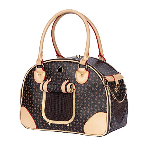 Adriene's Choice Luxury Pet Carrier, Puppy Small Dog Carrier, Cat Carrier Bag, Waterproof Premium PU Leather Carrying Handbag for Outdoor Travel Walking Hiking Shopping…