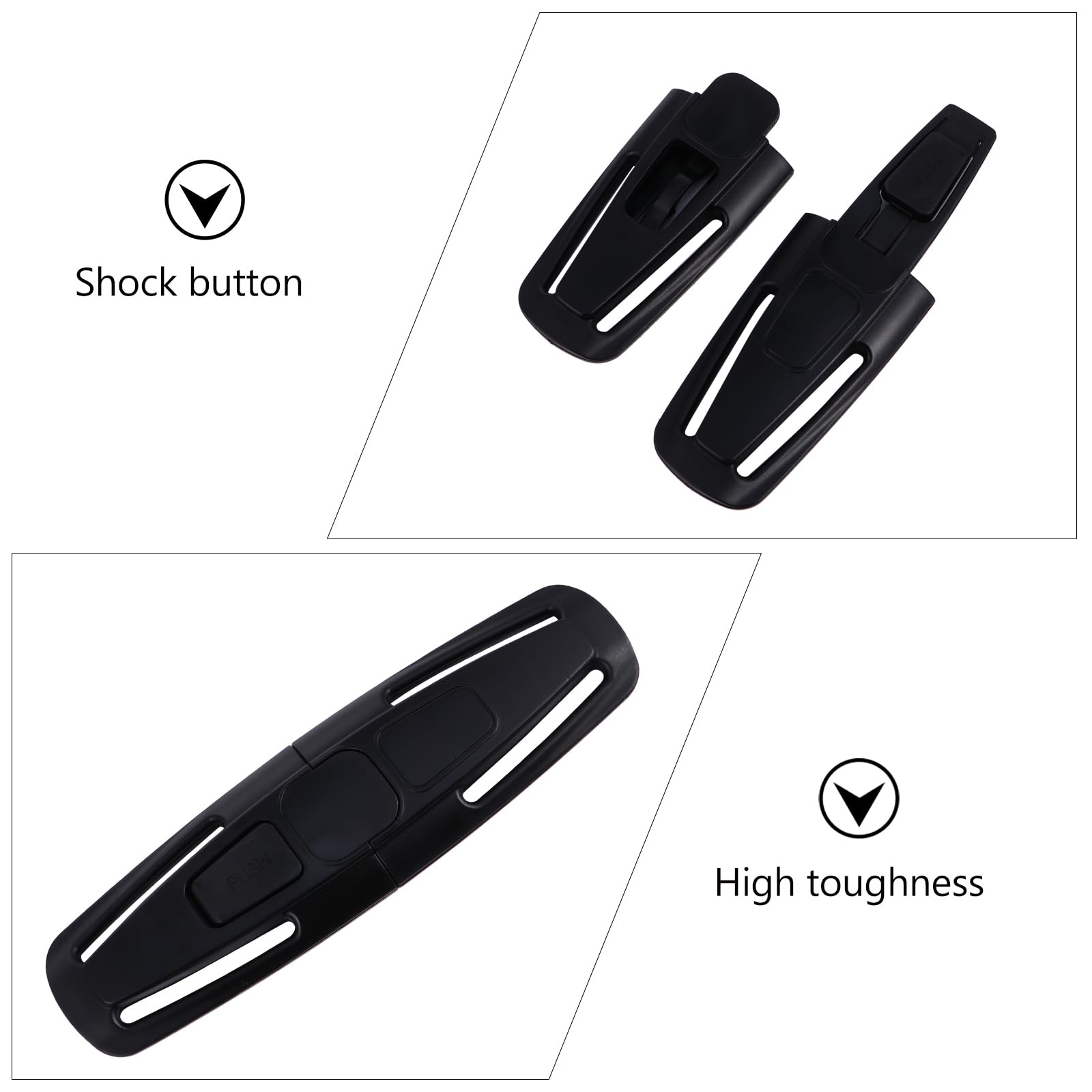 HEALLILY Baby Chest Harness Clip Adjustable Safety Belt Guard Seat Buckle Part 5 PCS (Black)