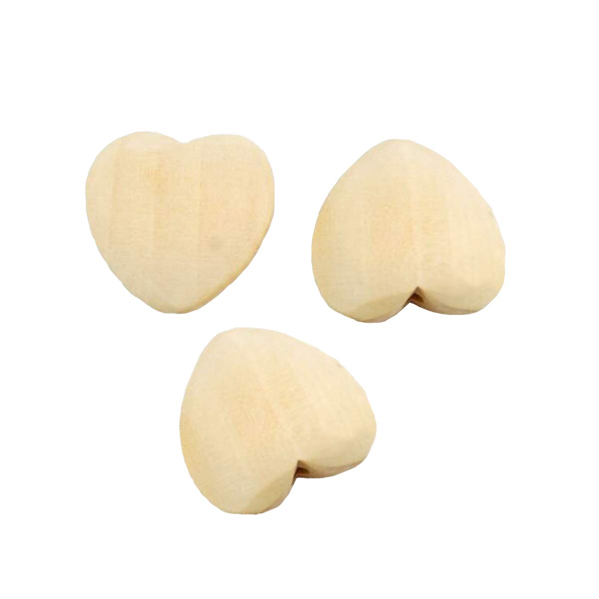 20pcs Natural 25mm Unfinished Wood Hearts Beads with Holes Eco-Friendly Wooden Handing Materials DIY Beading Craft Accessories (Heart Beads 20pcs)