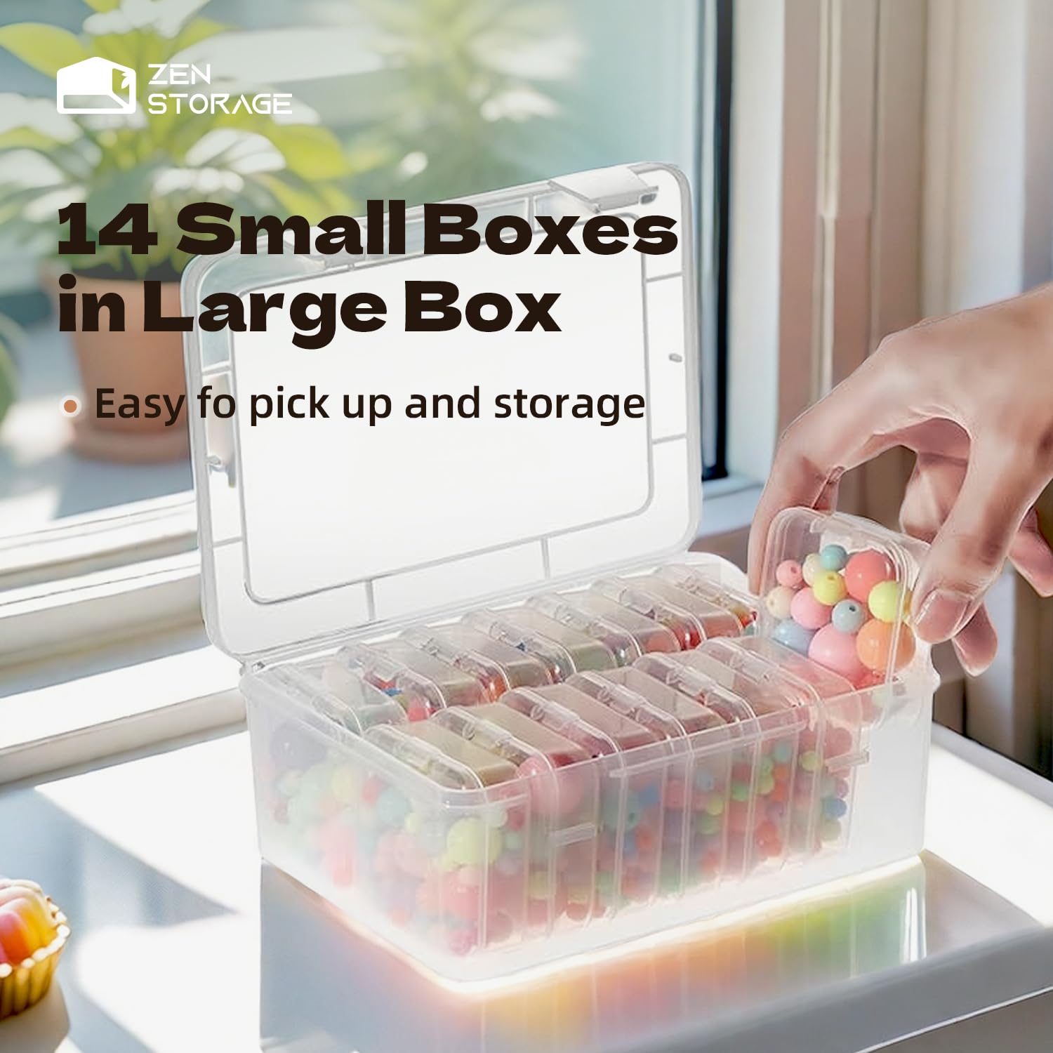 28Pcs Small Bead Organizer, Plastic Bead Storage Containers with Hinged Lids, Clear Bead Organizer Box for Clay Bracelet Diy Crafts, 2 Pack