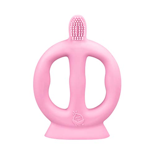 green sprouts Learning Toothbrush Made from Silicone | Toddler Training Toothbrush to Learn Brushing Skills |100% Food-Grade Lfgb Silicone Without BPA, BPS, Bpf | Sterilizer Safe, Pink