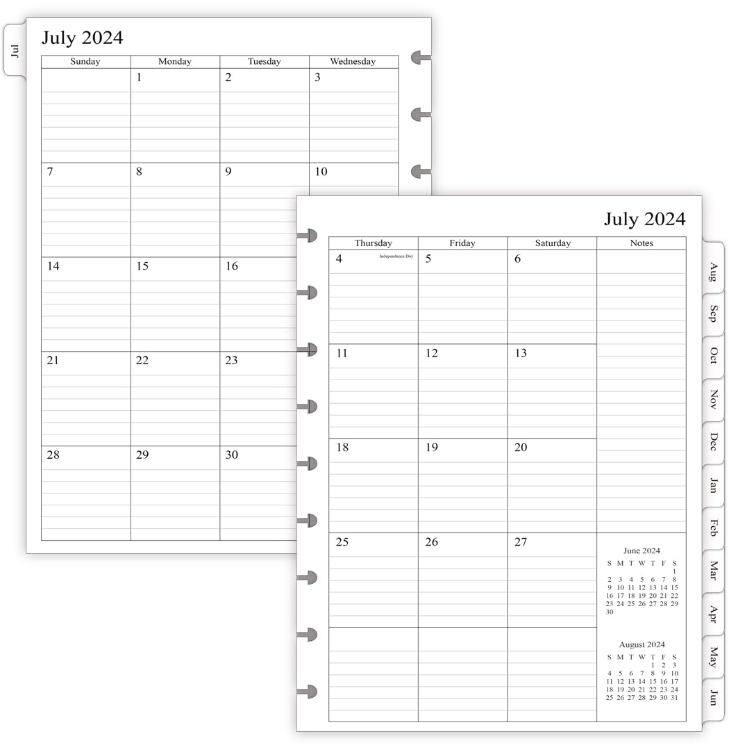2023 2024 Monthly Planner Refills for Happy Planner, 14 Months from November 2023 to December 2024-9 Discs Punched, Classic Size, 7" x 9-1/4"