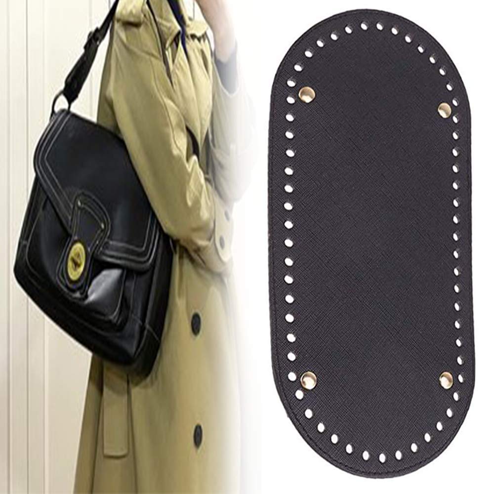 2 Pcs Oval Long Bag Bottom PU Leather Handbag Bottom Crochet Bag Bottom for Knitting Bag Handbag DIY Shoulder Crossbody Bags Accessories