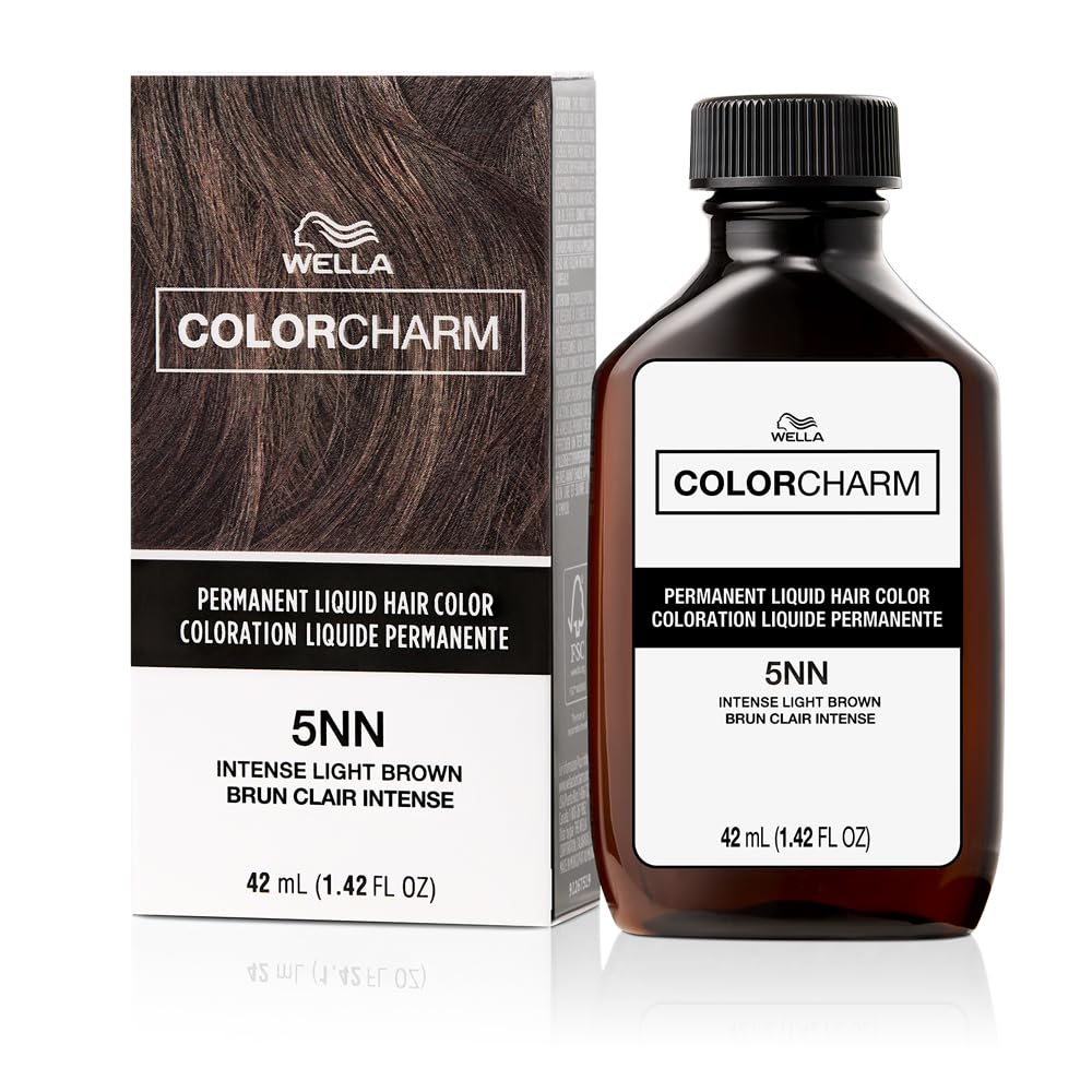 COLORCHARM Permanent Liquid Hair Color for Gray Coverage| 5NN Intense Light Brown | 1.4 Fl Oz