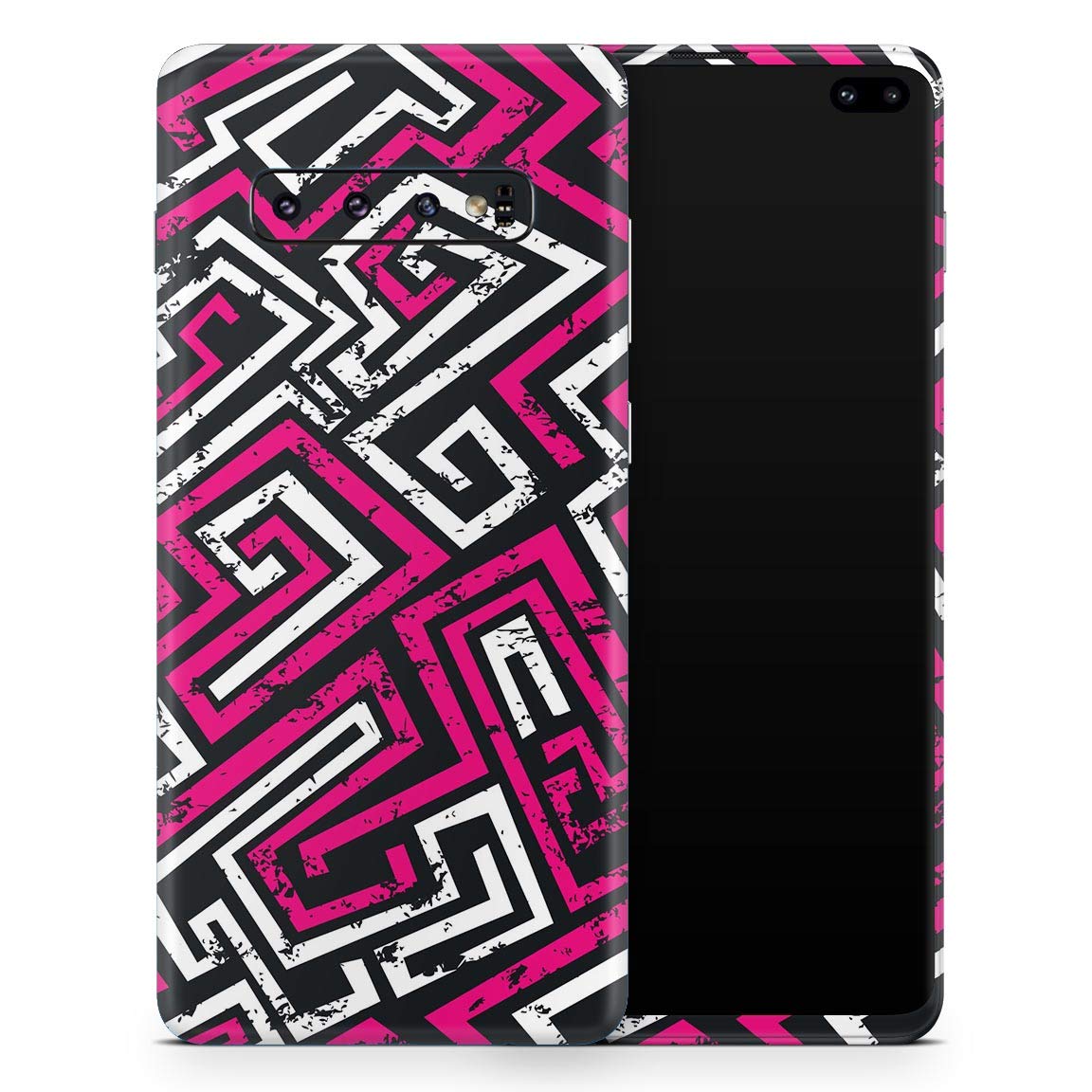DesignSkinz Pink & White Abstract Maze Pattern Protective Vinyl Decal Wrap Skin Cover Compatible with The Samsung Galaxy S20 (Screen Trim & Back Glass Skin)