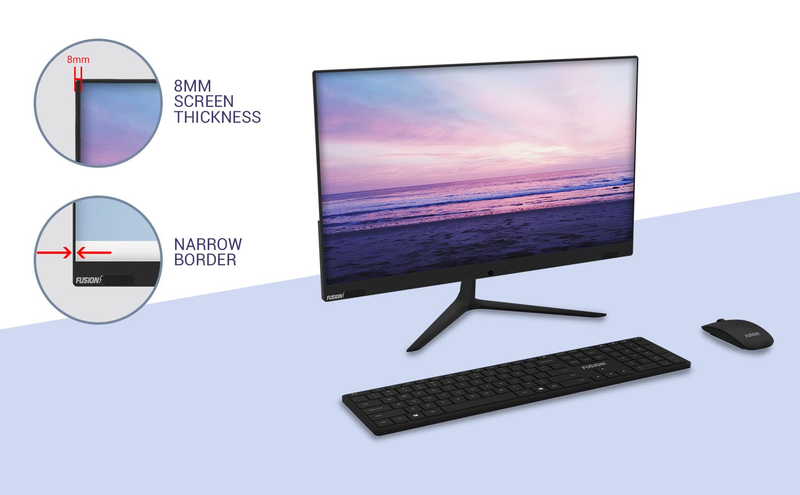 23.8" Full HD IPS All-in-One Desktop Computer with Windows 11 - Intel N4120 QuadCore, 4GB RAM, 128GB SSD, Dual-Band WiFi, Bluetooth, Expandable HDD - AIO PC with Front Camera, Wireless Keyboard, Mouse