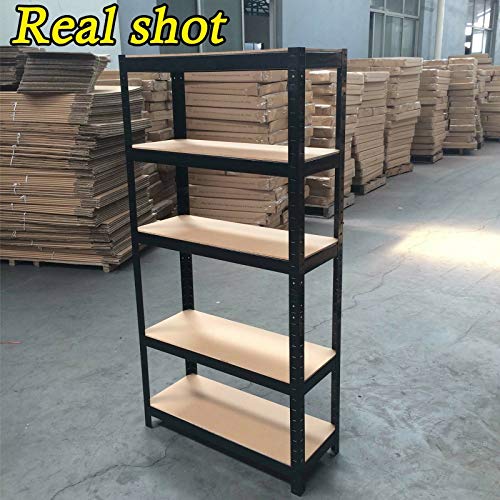 Heavy Duty Storage Shelving Unit 175kg/ 386lbs Loading Capacity Per Shelf, 5-Tier Free Standing Shelving Unit for Kitchen Office Warehouse Garage Room, Black (H150 x W70 x D30 cm)