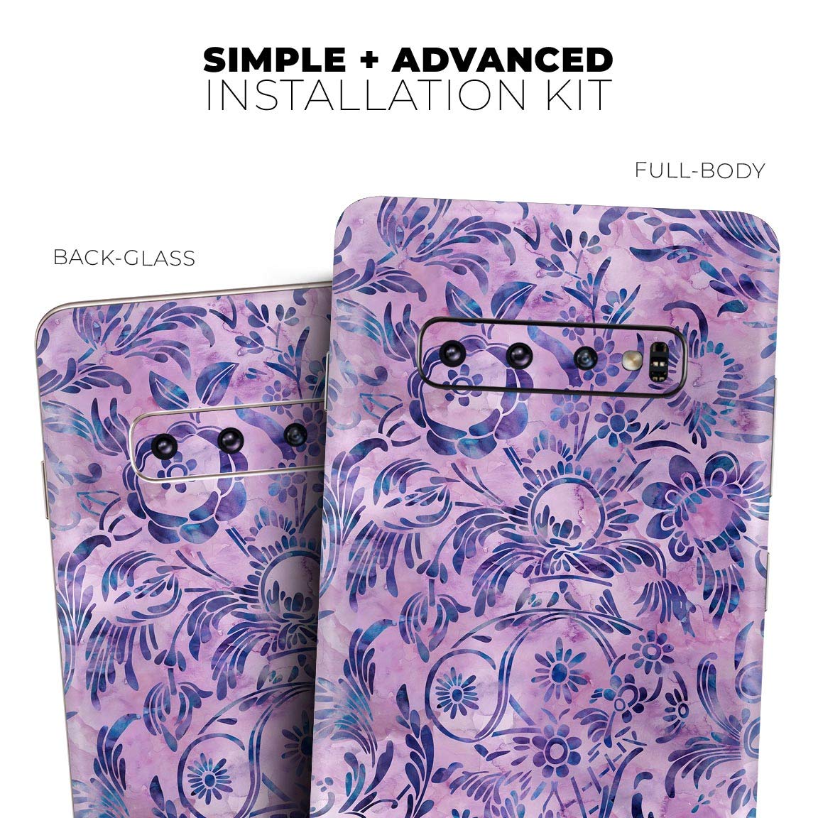 DesignSkinz Purple Damask Watercolor Pattern Protective Vinyl Decal Wrap Skin Cover Compatible with The Samsung Galaxy S20 (Screen Trim & Back Glass Skin)