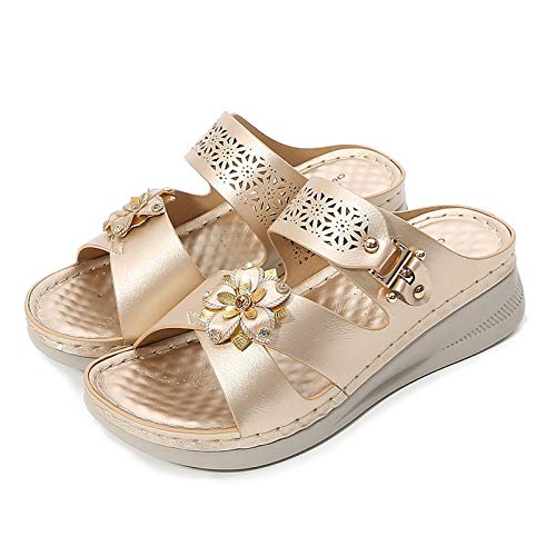 justHIGH Women’s Beach Wedge Sandals – Ladies Platform Flip Flops with Orthotic Arch Support Lightweight