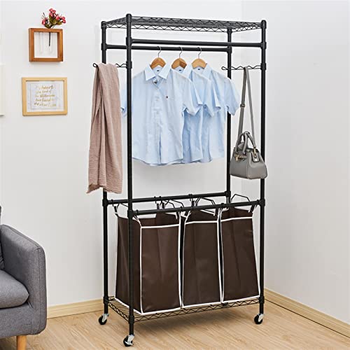 Heavy-Duty Sorting Hamper Commercial Grade Clothes Rack for Bathroom, Kitchen, Bedroom, Living Room, Office, etc 110.23lb Capacity Shelf 35.43 x 17.72 x 73.23 (L x W x H)