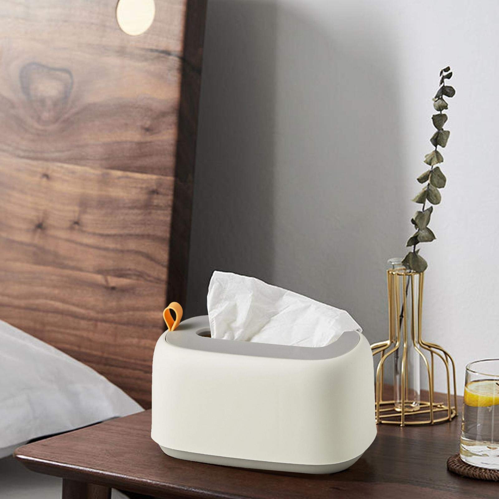 AKOYA Wicker Collection Wet Wipes Dispenser Holder - Wall-Mounted Wet Tissue Box Baby Wipes Box Home Office Desk, Dorm, Kitchen, Washroom, White, 20.2*10.5*13.2cm/7.95*4.13*5.20inch