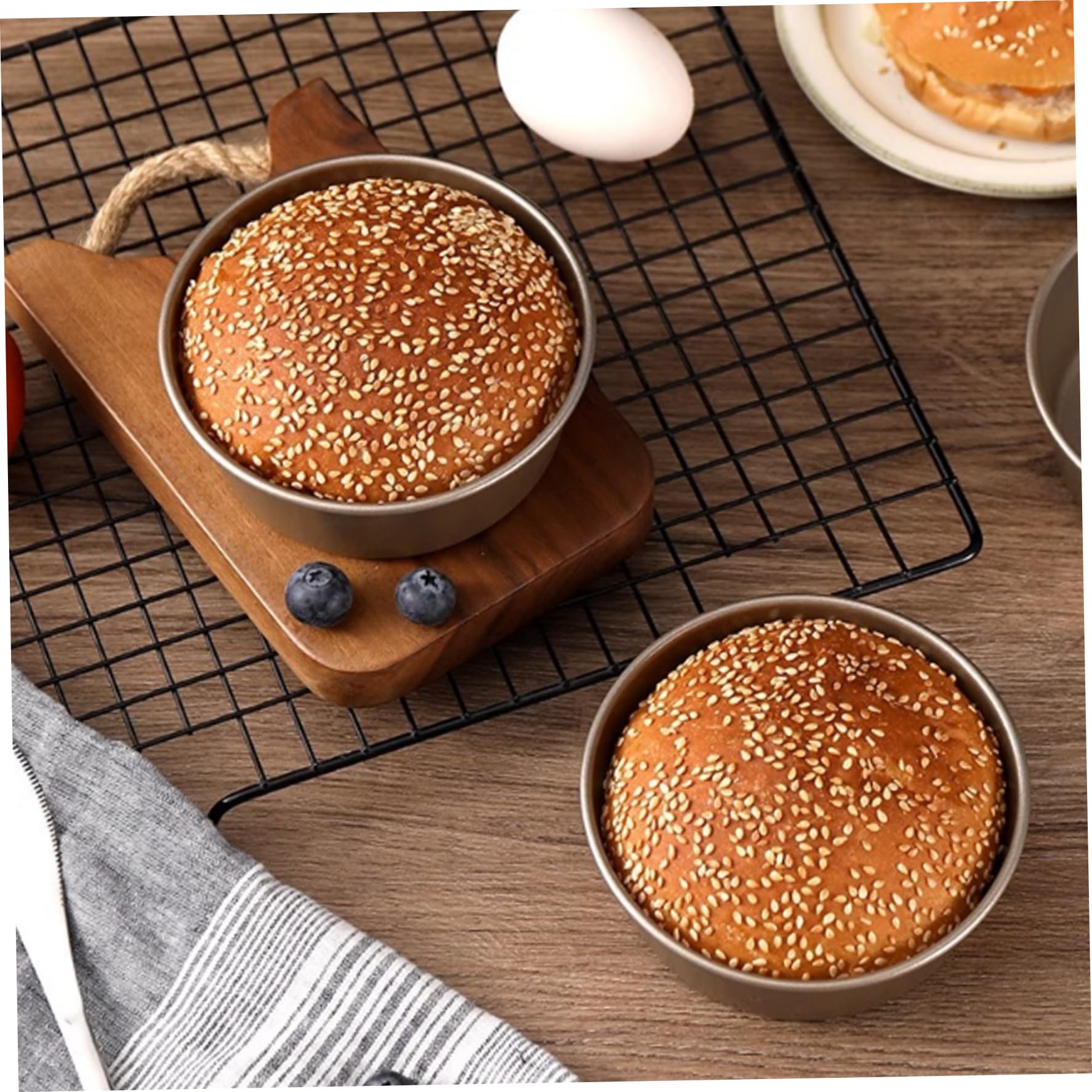 2PCS Ramekins for Air Fryer 4'' Air Fryer Egg Moulds Non Stick Air Fryer Egg Poacher Mini Cake Tin for Baking Muffin, Sandwiches, Breakfast Kitchen Cooking Tool