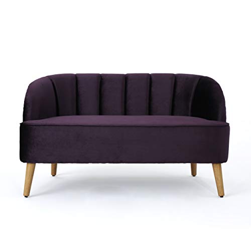 Christopher Knight Home Amaia Modern Velvet Sofa, Blackberry / Walnut