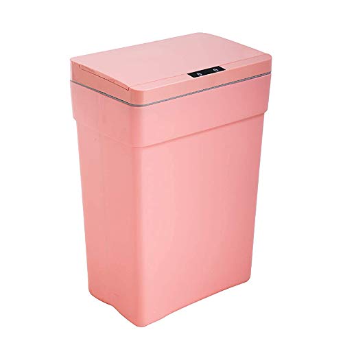 hgs Kitchen Trash Can Automatic 13 Gallon High-Capacity Touch-Free Infrared Sensor Trash Cans for Bedroom Bathroom Home Office Garbage Can with Lid (50L/Pink)