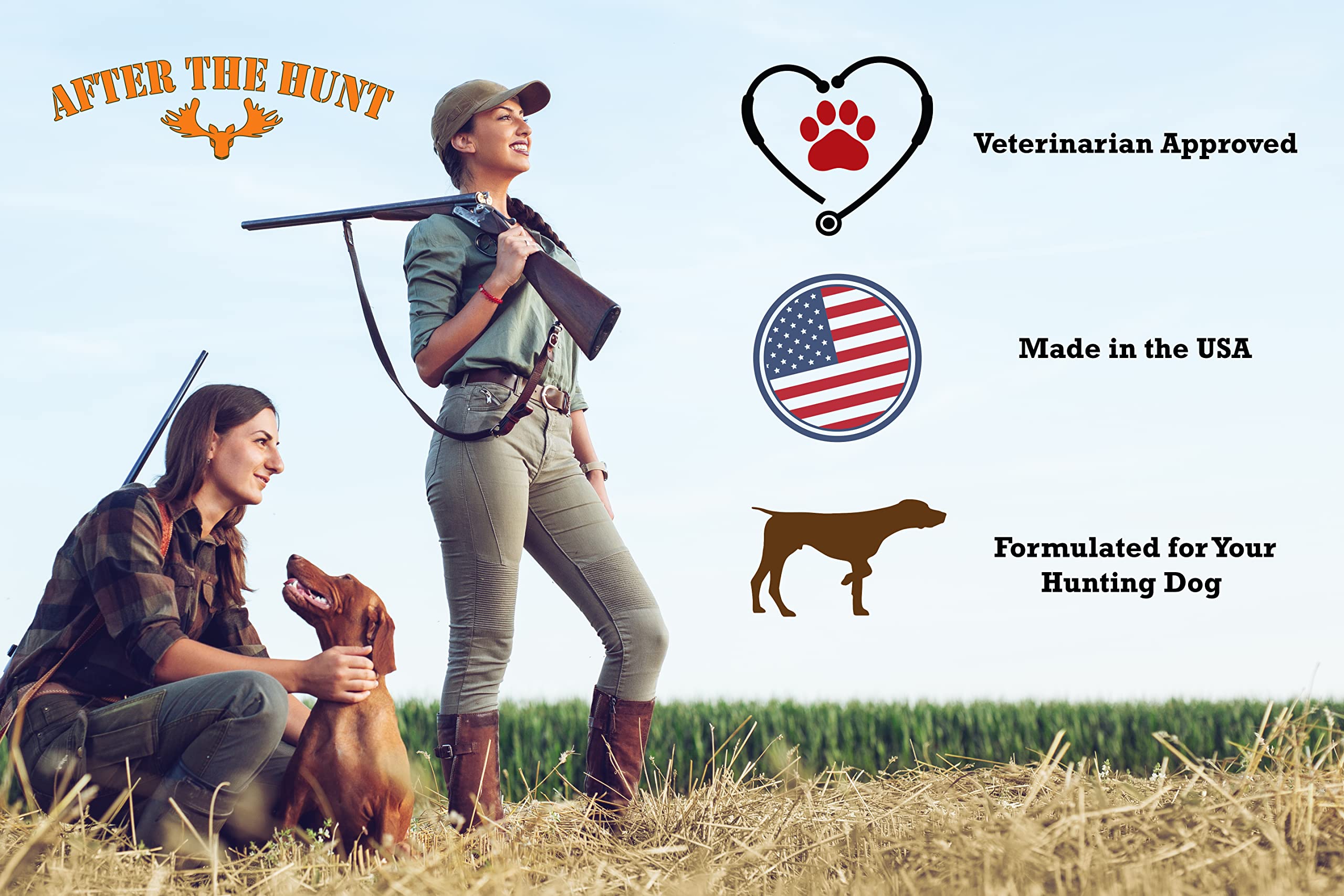 After The Hunt Advanced Hip & Joint Protection Dog Supplement with Glucosamine, Chondroitin & MSM - Inflammatory Pain Relief Chews to Help Flexibility - Bacon Flavored - Yucca & Turmeric - 120 Ct