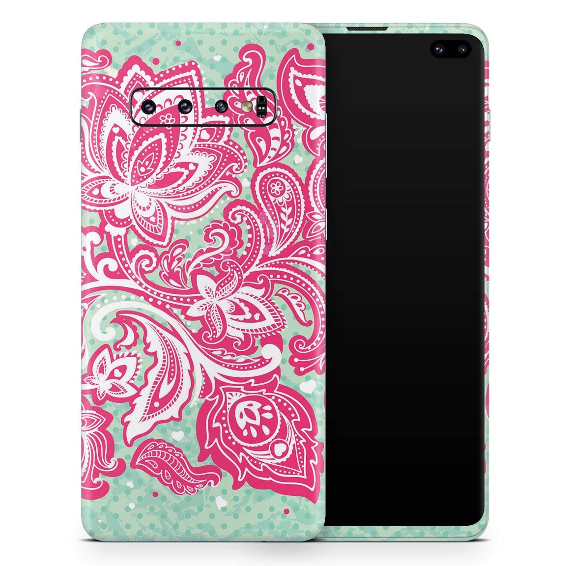 DesignSkinz Red and Green Floral Ethnic Protective Vinyl Decal Wrap Skin Cover Compatible with The Samsung Galaxy S20 (Screen Trim & Back Glass Skin)