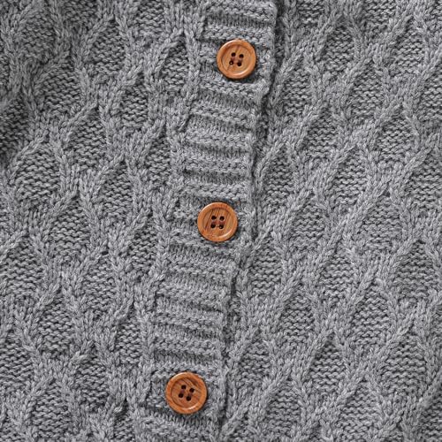 Hadetoto Newborn Baby Sweater Romper Knit Outfits Long Sleeve Jumpsuit with Warm Hat for Infant Boy Girl