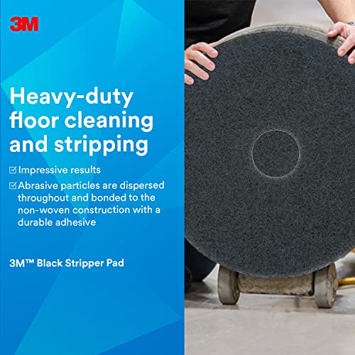 3M Black Stripper Pad 7200, 20 in, 5/Case