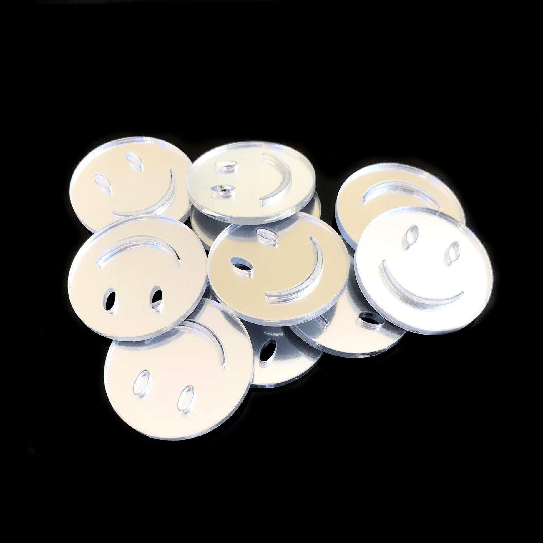 Super Cool Creations Smiley Face Shaped Crafting Mirrors, Set of 10, Many Colours, Shatterproof Acrylic, Mocha Brown, Pack of 10 x 8cm