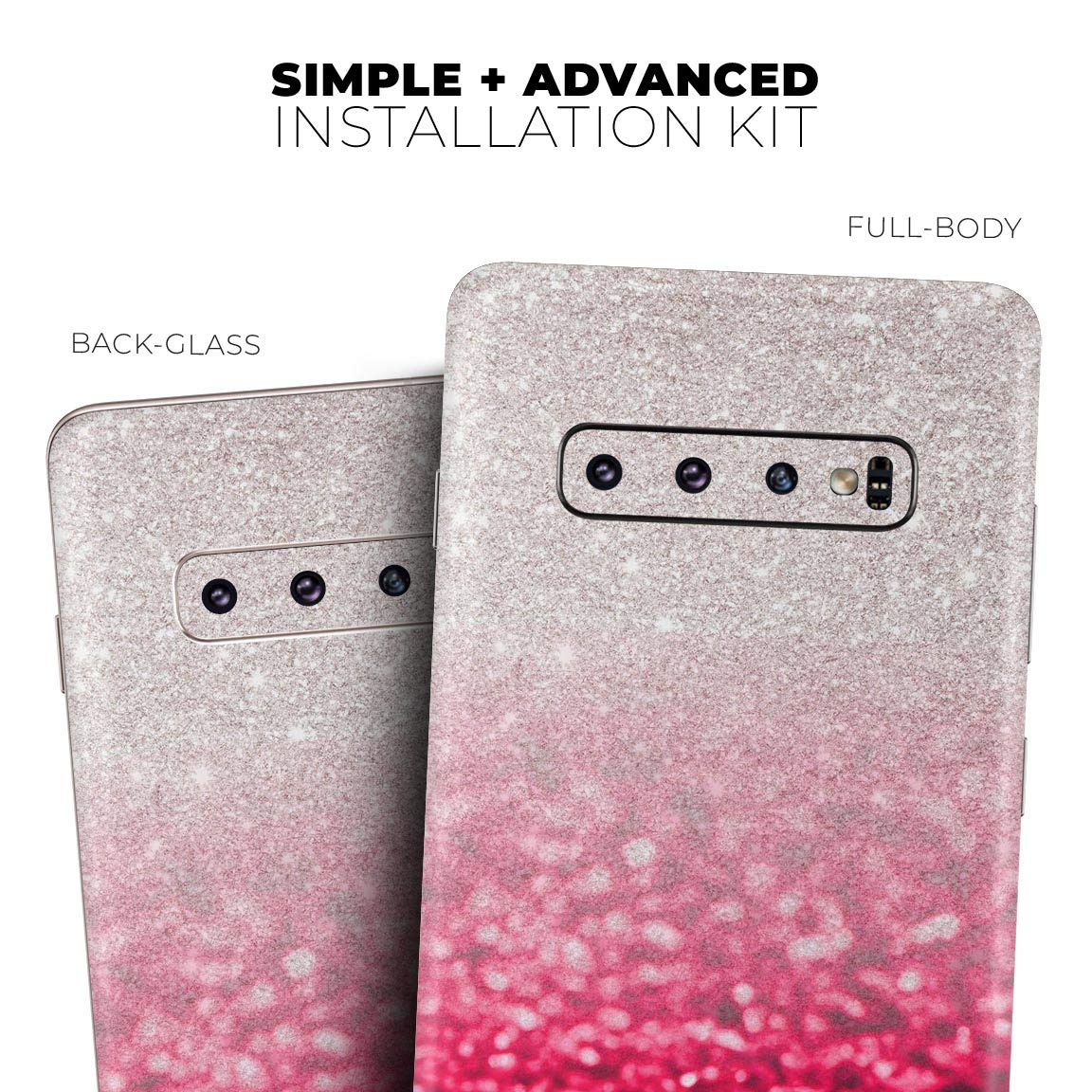 DesignSkinz Red & Silver Glimmer Fade Protective Vinyl Decal Wrap Skin Cover Compatible with The Samsung Galaxy S20 (Screen Trim & Back Glass Skin)